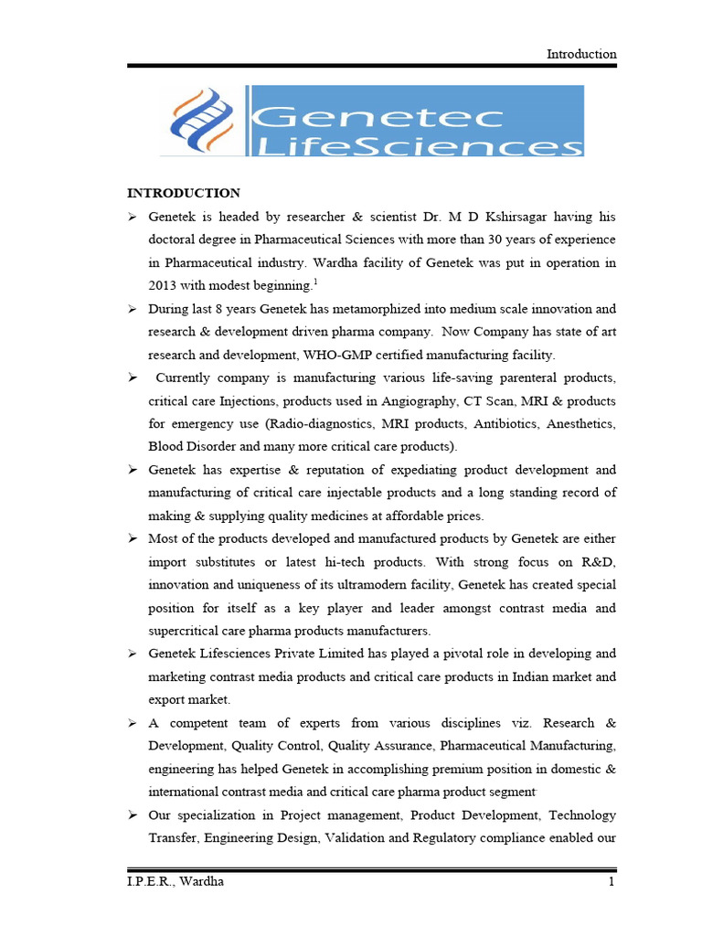 Final Print Genetek Report (Industrial Trainig) | PDF | Sterilization ...