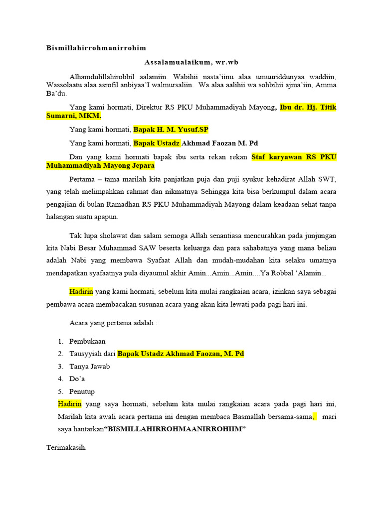 MC Pengajian | PDF | Agama & Spiritualitas