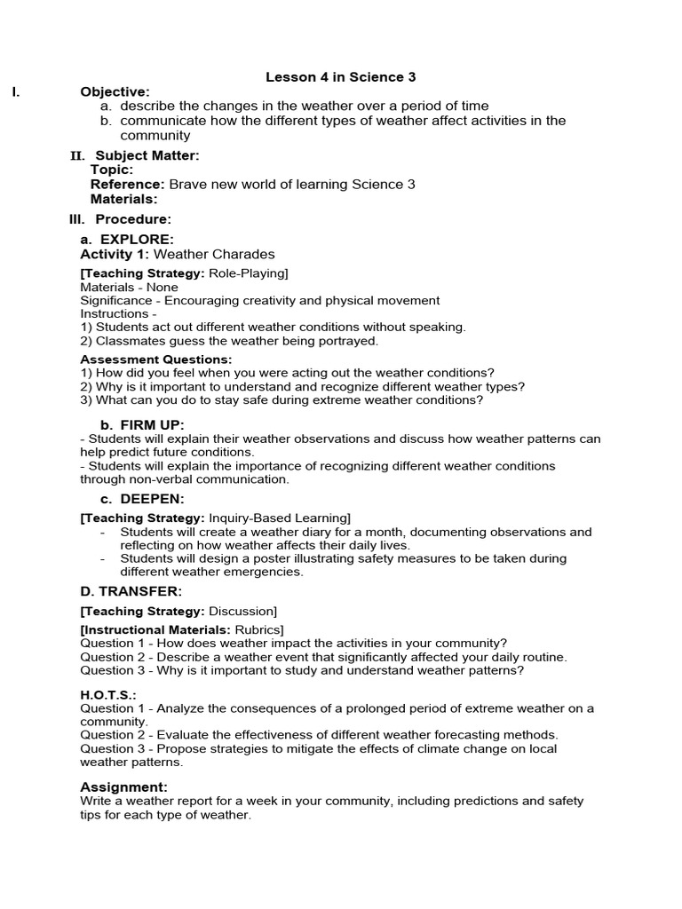 Lesson 4 Science 3 | PDF