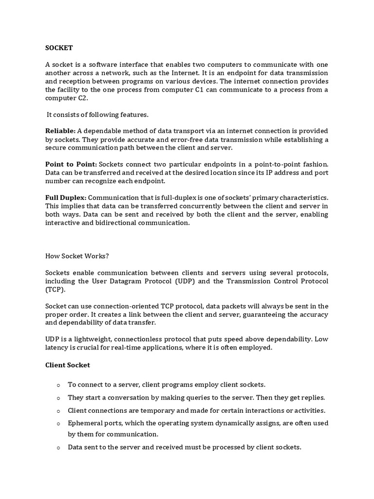 Socket Pdf Network Socket Transmission Control Protocol