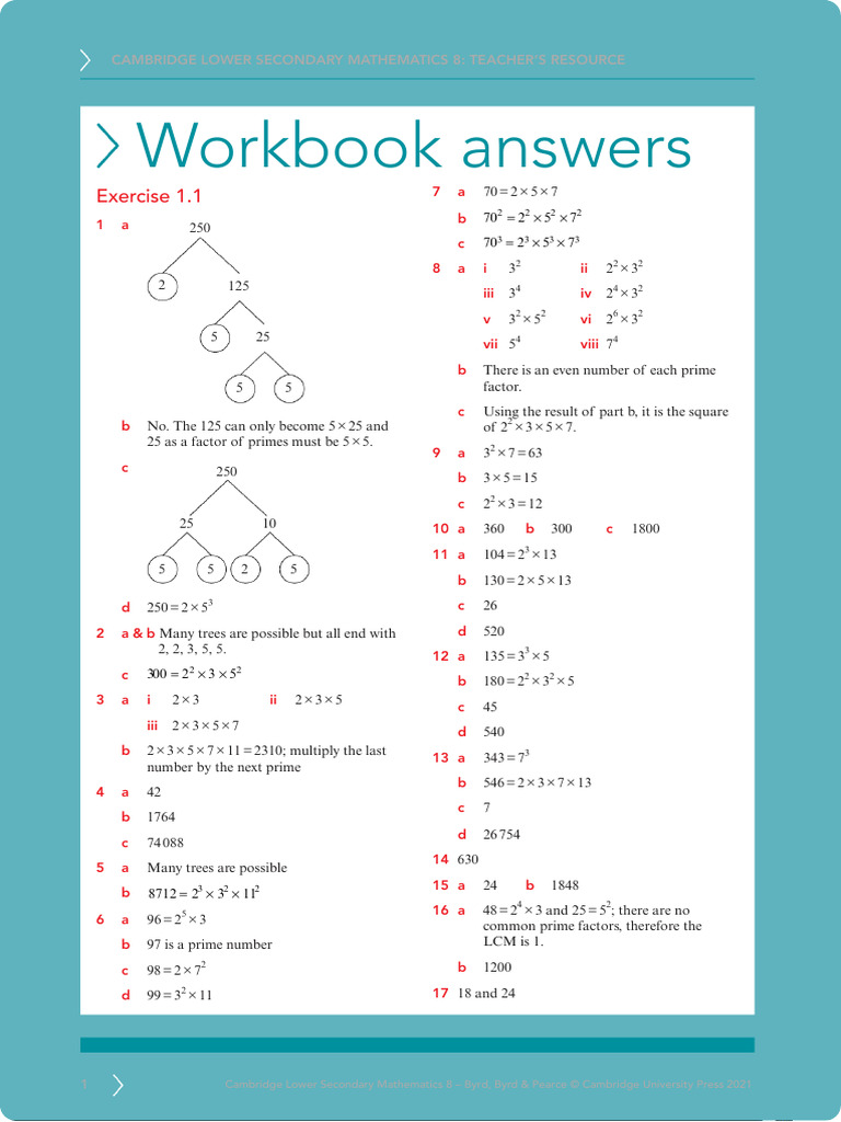Mathematics Workbook 8 Answers | PDF | Mathematical Analysis | Mathematical Objects