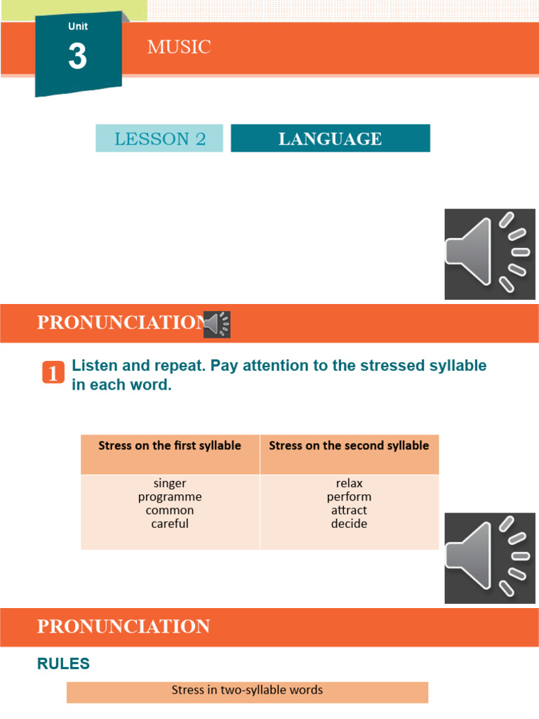 Unit 3 Lesson 2 Language | PDF | Stress (Linguistics) | Sentence (Linguistics)