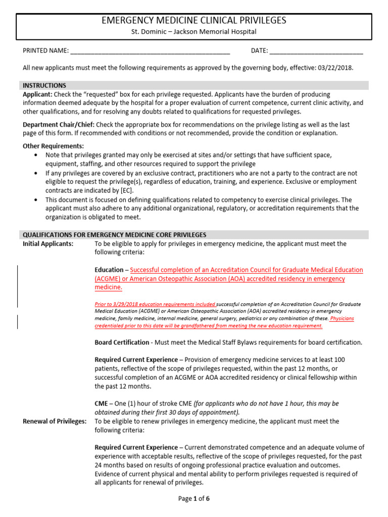 MEC Clinical Privilege Forms | PDF | Residency (Medicine) | Family Medicine