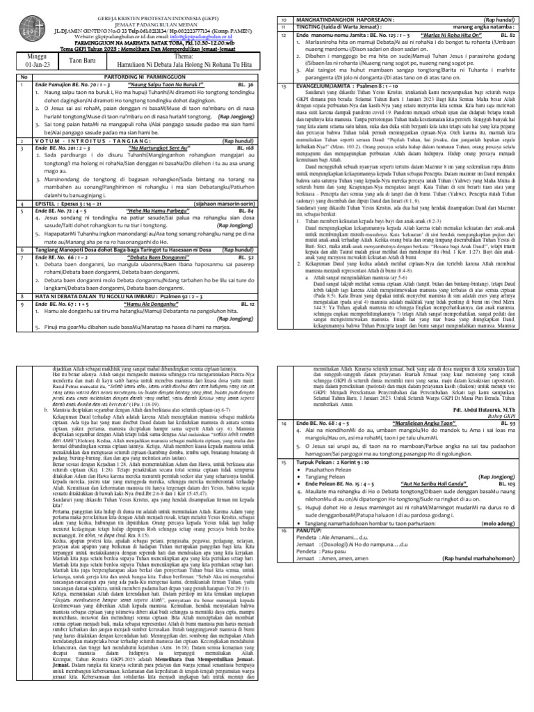 01 Januari 2023 Bahasa Batak | PDF | Seni & Disiplin Bahasa | Kajian ...