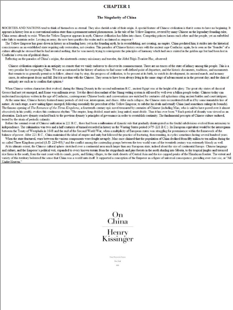 Henry Kissinger On China 2011 | PDF