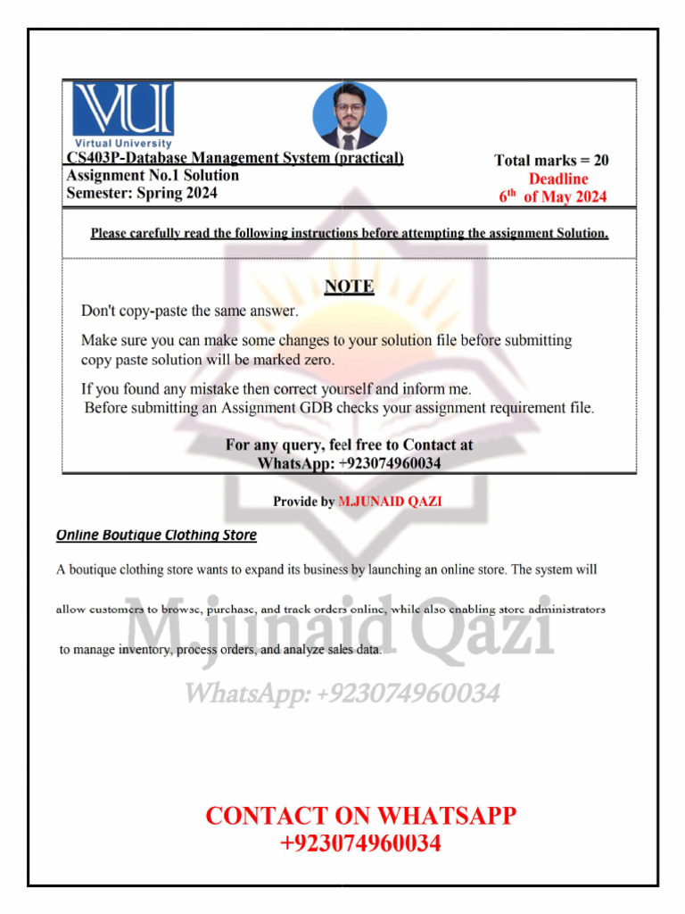 CS403P-Assignment 1 Solution Spring 2024 by M.junaid Qaz | PDF