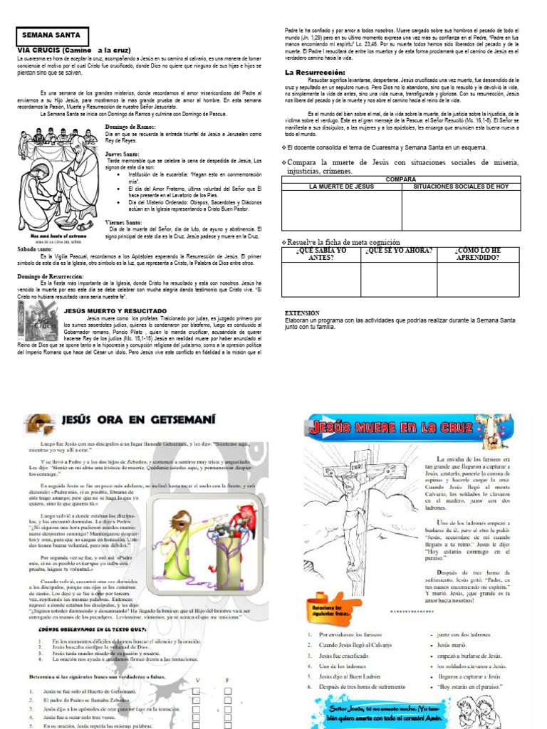 01 Ficha Cuaresma y Semana Santa | PDF | Pascua de Resurrección | Jesús