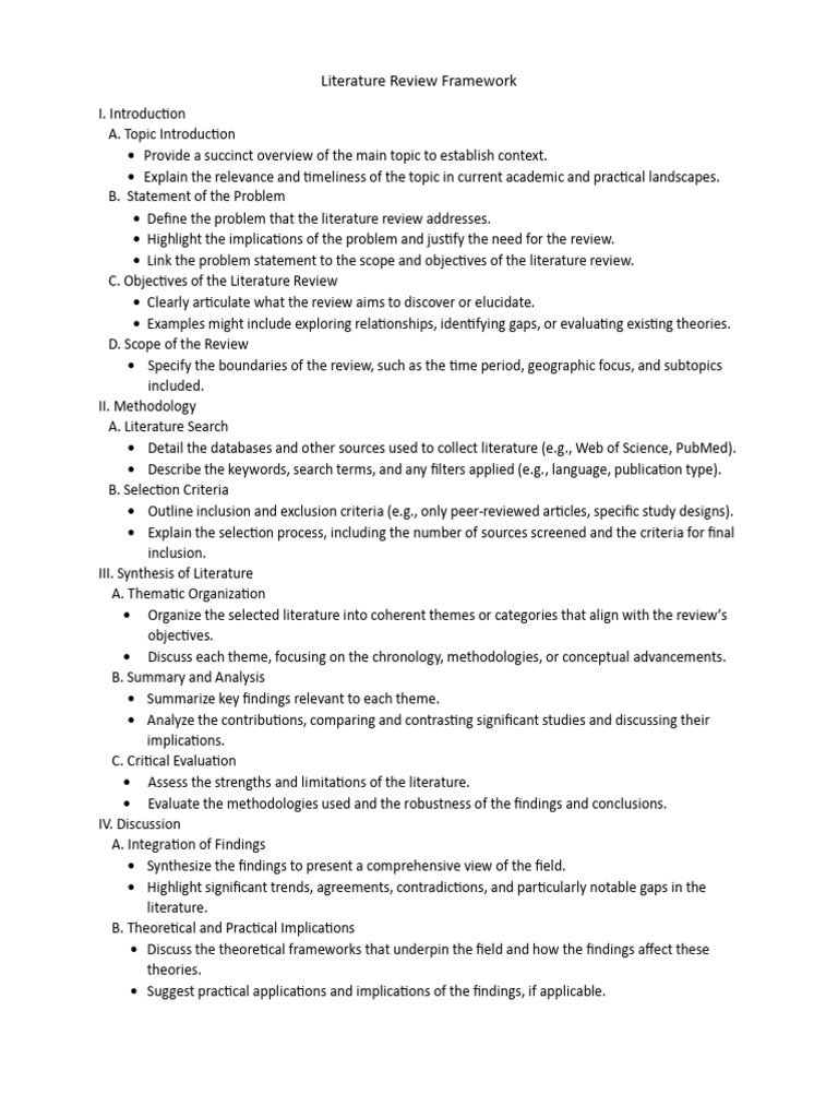 Literature Review Framework | PDF | Methodology | Theory