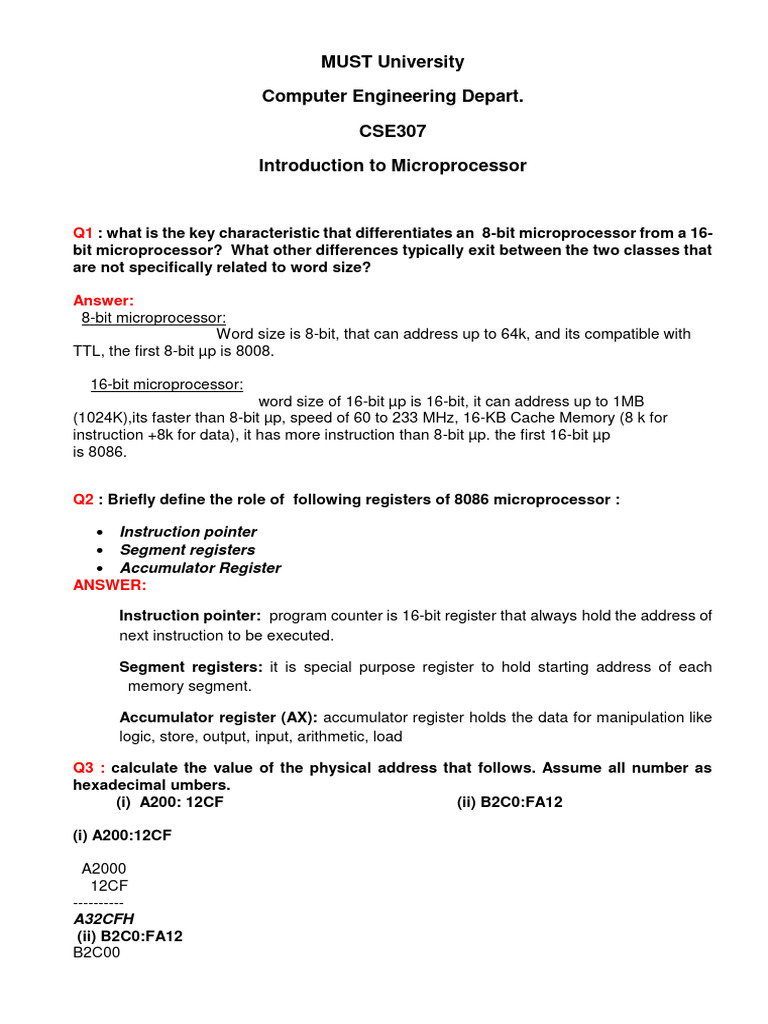 Cse307 1 | PDF | Central Processing Unit | Pointer (Computer Programming)