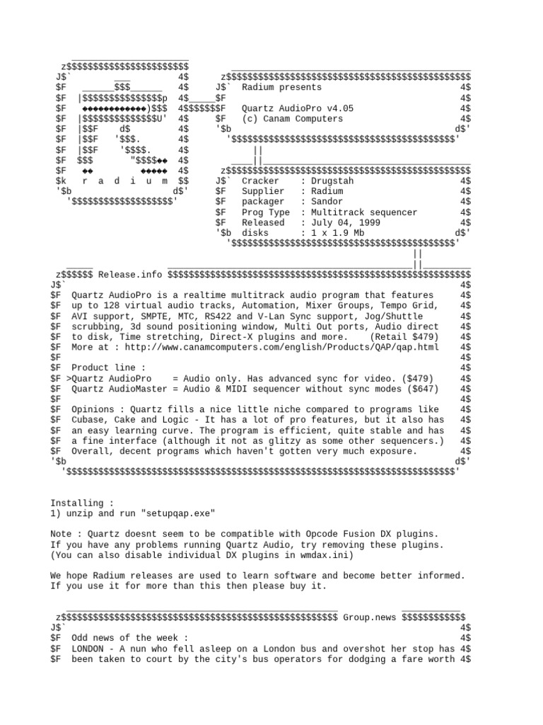 Quartz AudioPro V4.05-Radium | PDF | Computing | Computer Hardware