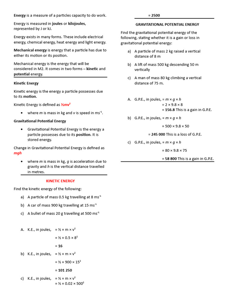 Physics Work& Energy | PDF | Potential Energy | Mass