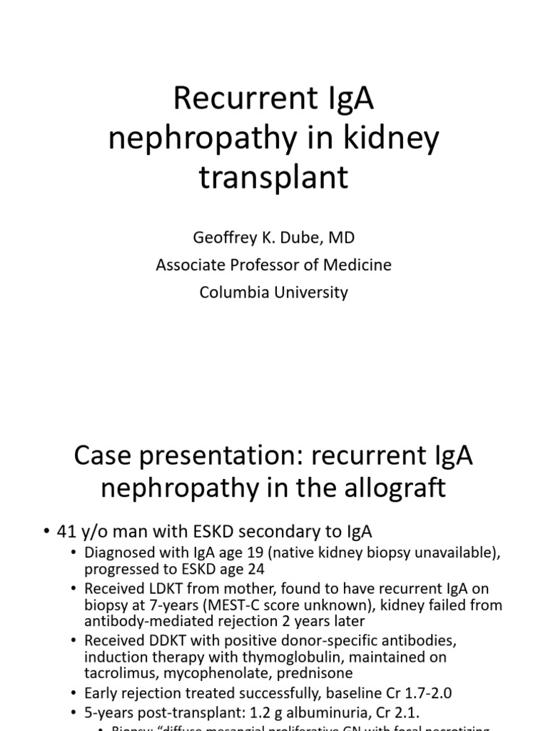 IgA Nephropathy in Kidney Transplants | PDF | Kidney Disease | Kidney Transplantation