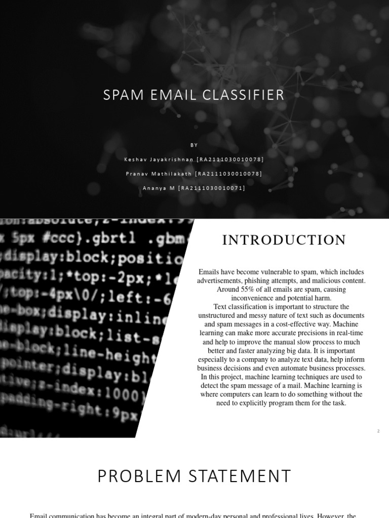 Spam Email Classifier | PDF | Machine Learning | Statistical Classification