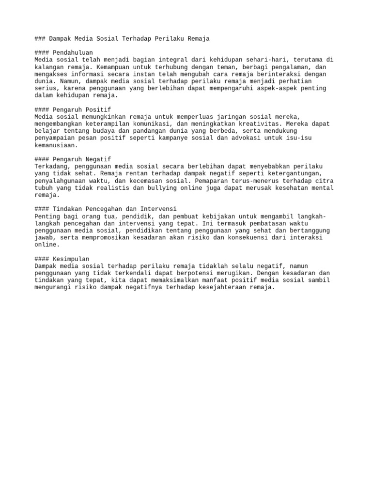Dampak Media Sosial pada Remaja | PDF