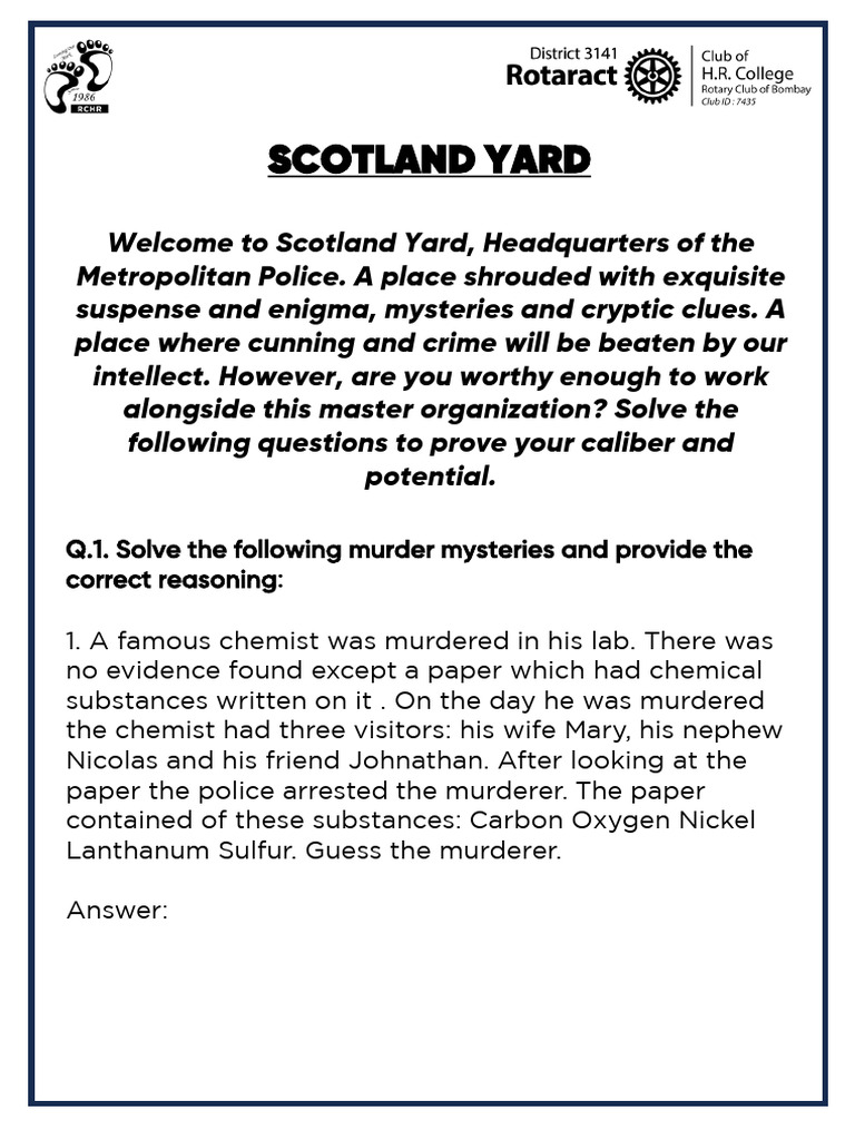 Scotland Yard ROUND 1 | PDF | Crimes | Crime & Violence