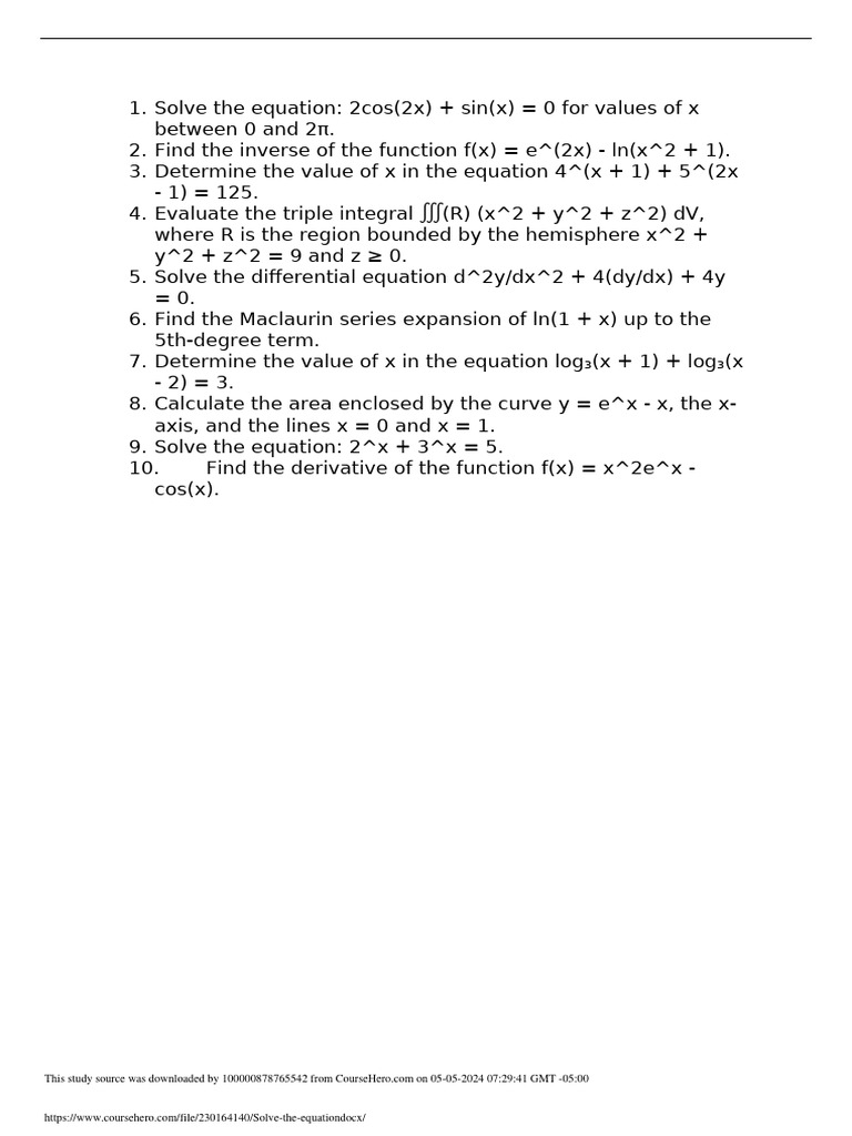 Advanced Math Problem Solutions | PDF | Science & Mathematics | Computers