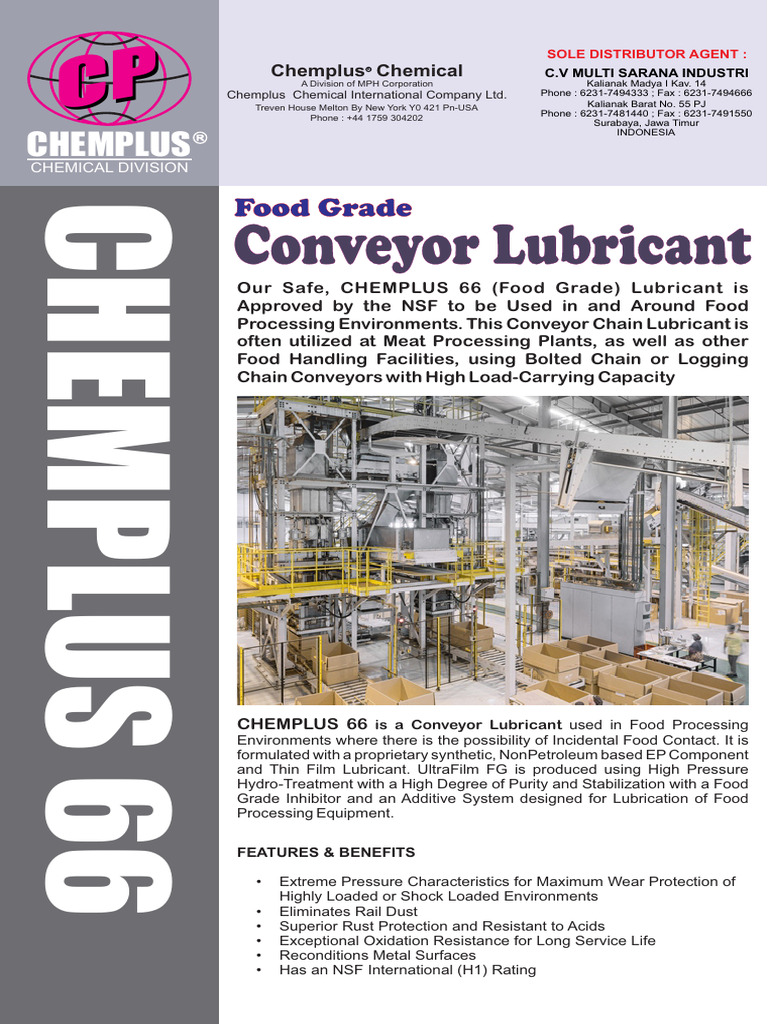 Cemplus 66 - Food Grade Conveyor | PDF | Lubricant | Rust