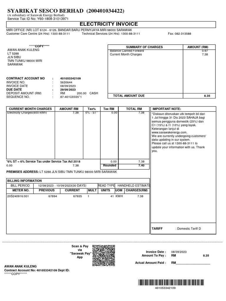 Invoice No 000005630644 | PDF | Economies | Electric Power