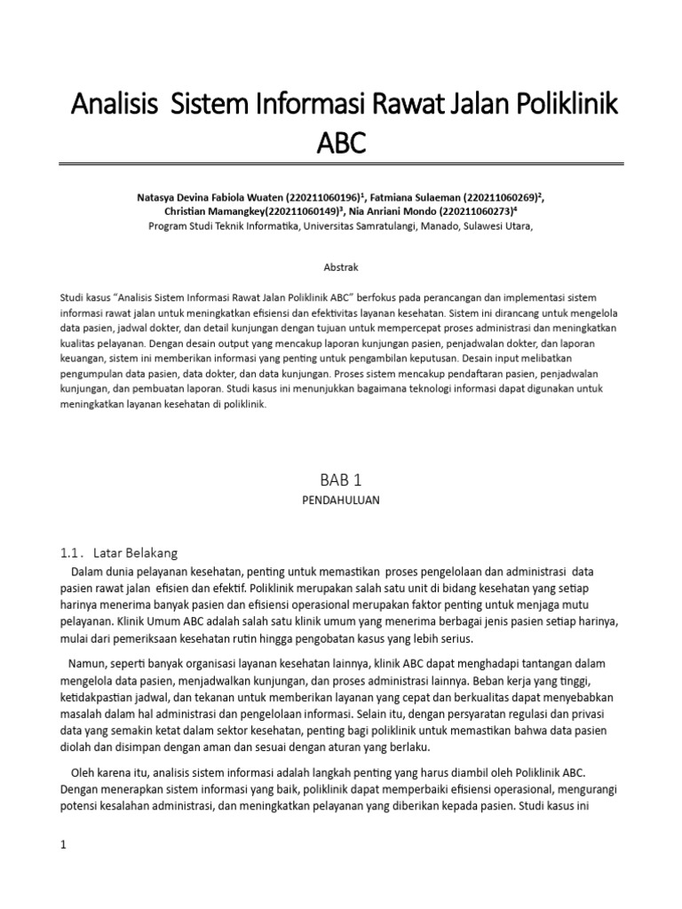 SI (Analisis Sistem Informasi Rawat Jalan Poliklinik) | PDF