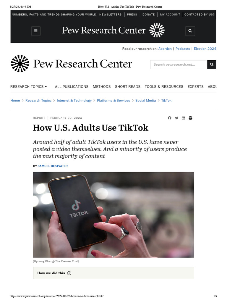 How U.S. Adults Use TikTok - Pew Research Center | PDF | Social Media ...