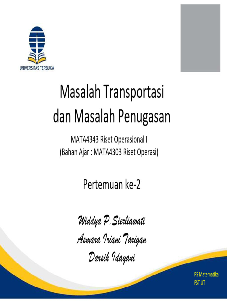 Sesi 2 - Masalah Transportasi Dan Masalah Penugasan | PDF