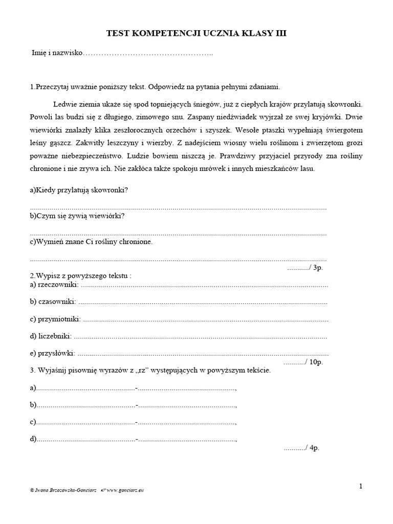 Test Kompeten Kl III | PDF