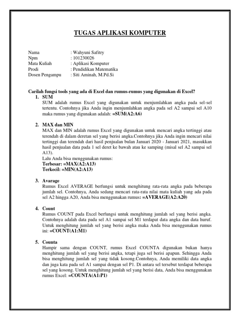 Tugas Aplikasi Komputer 2 | PDF