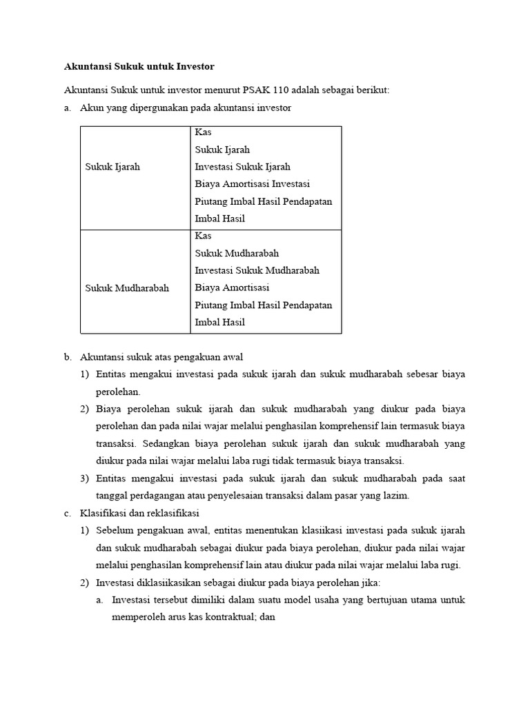 Akuntansi Sukuk Berdasarkan PSAK 110 | PDF