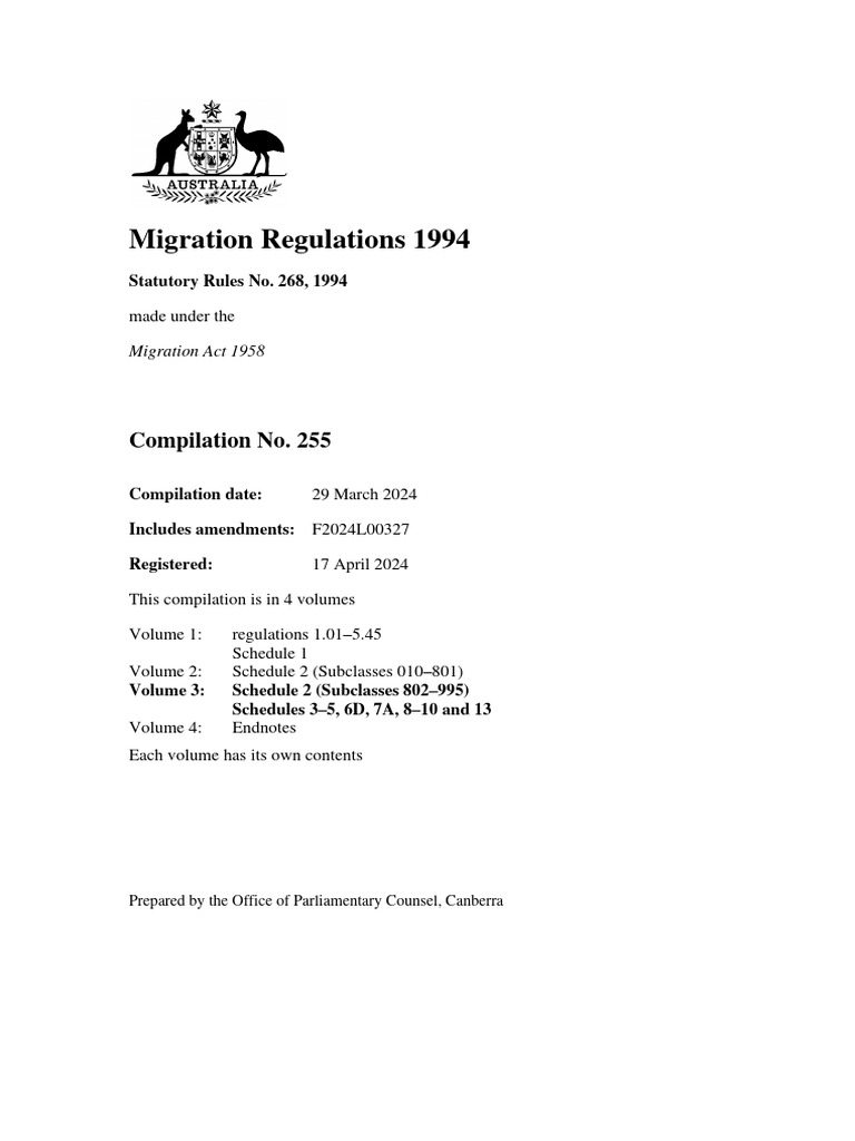 Migration Regulations 1994 Compilation | PDF | Business | Travel Visa