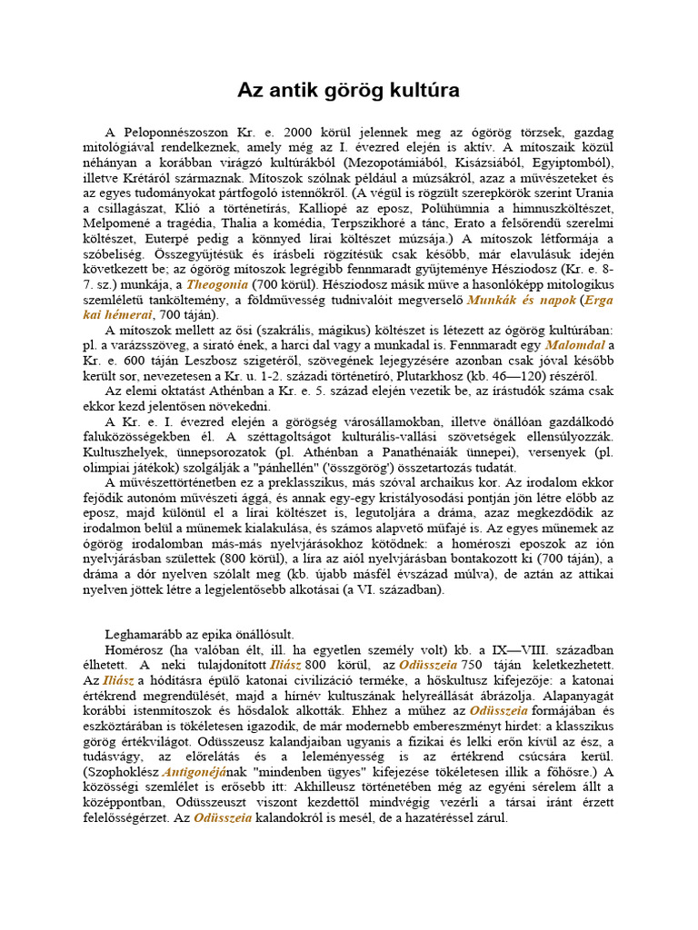 Az Antik Görög Kultúra | PDF