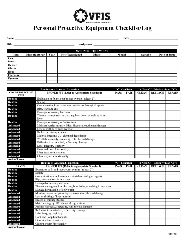 Personal Protective Equipment Checklist - Log | Download Free PDF ...