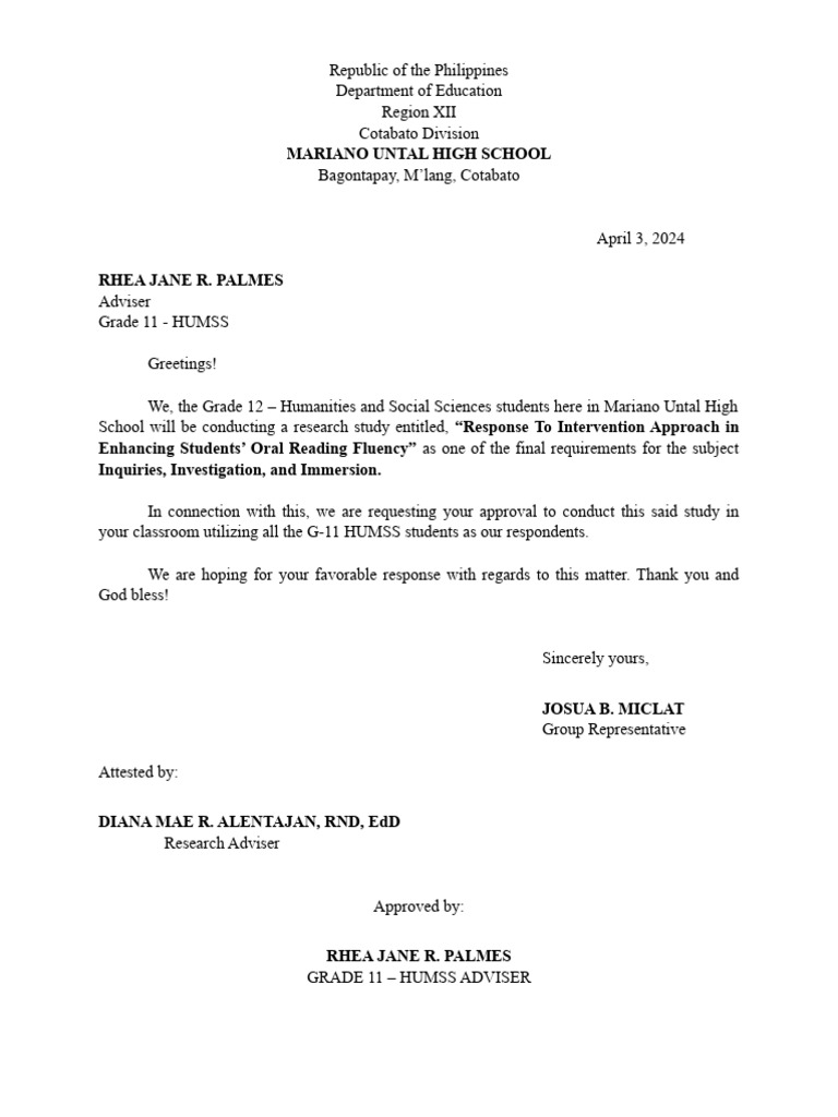 STUDENT ASSENT LETTER | PDF