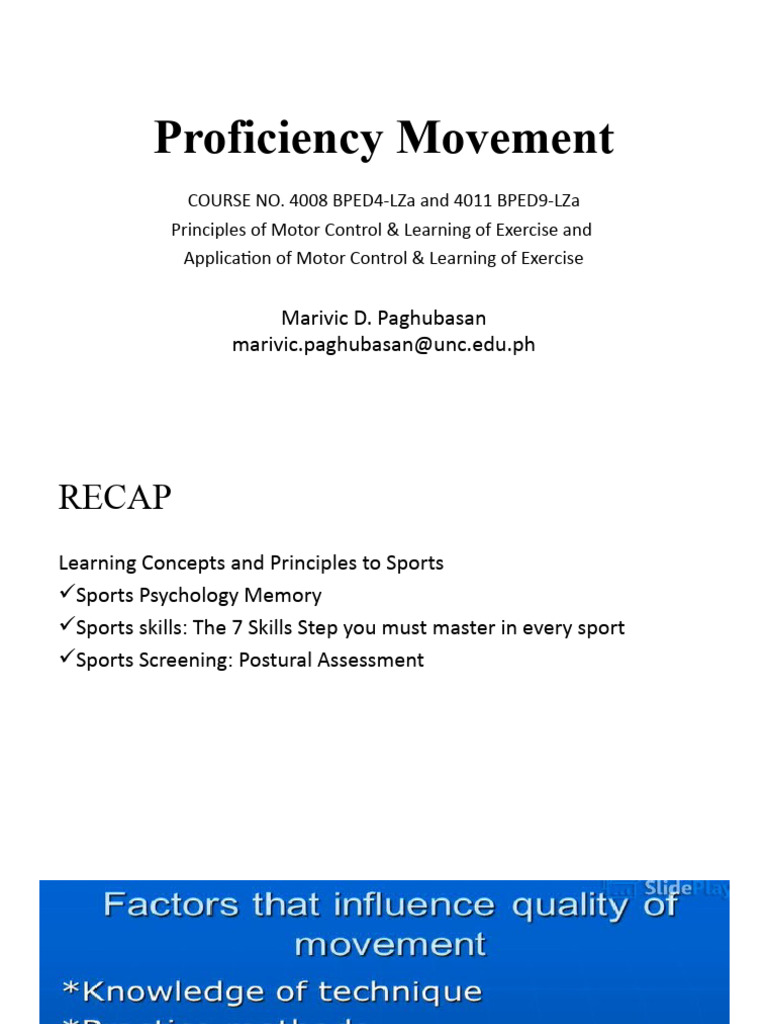 Motor Control & Sports Learning | PDF