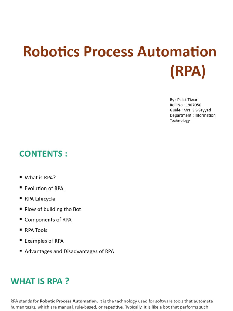 Robotics Process Automation (RPA) | Download Free PDF | Automation ...