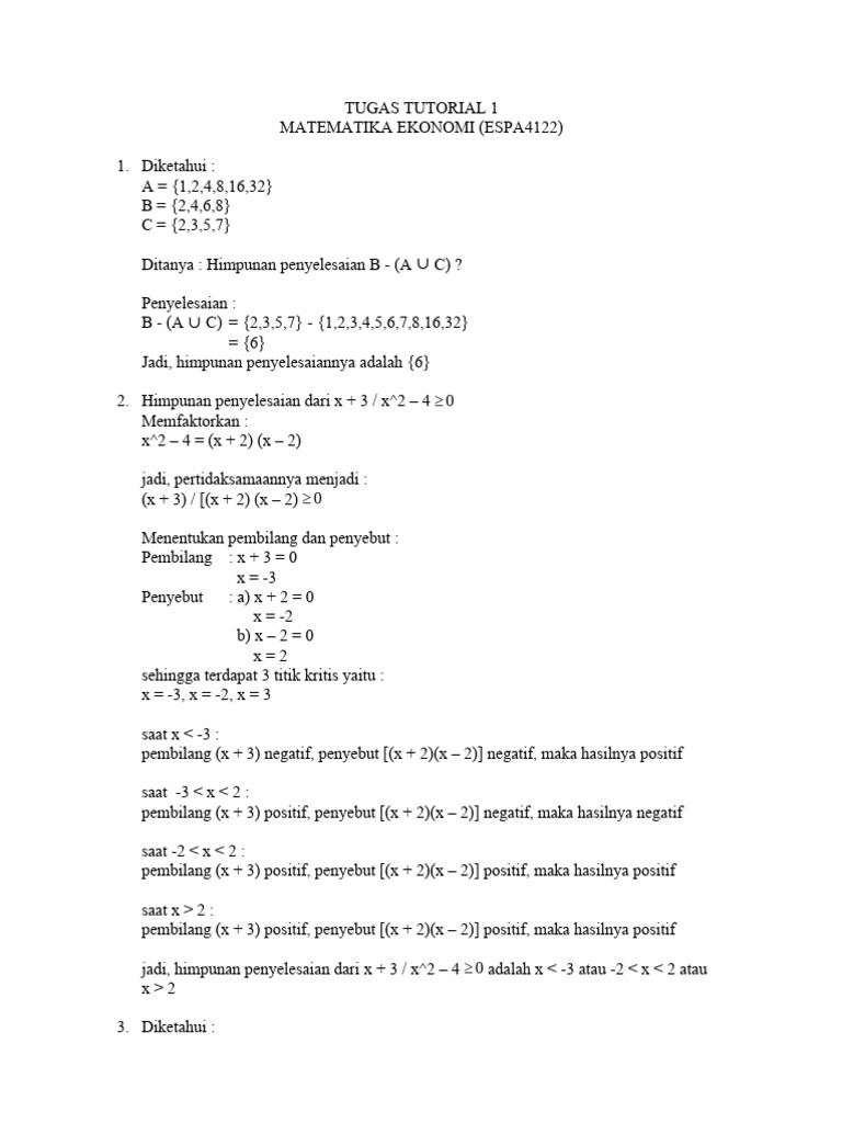 TUGAS TUTORIAL 1 MTK Bsns | PDF