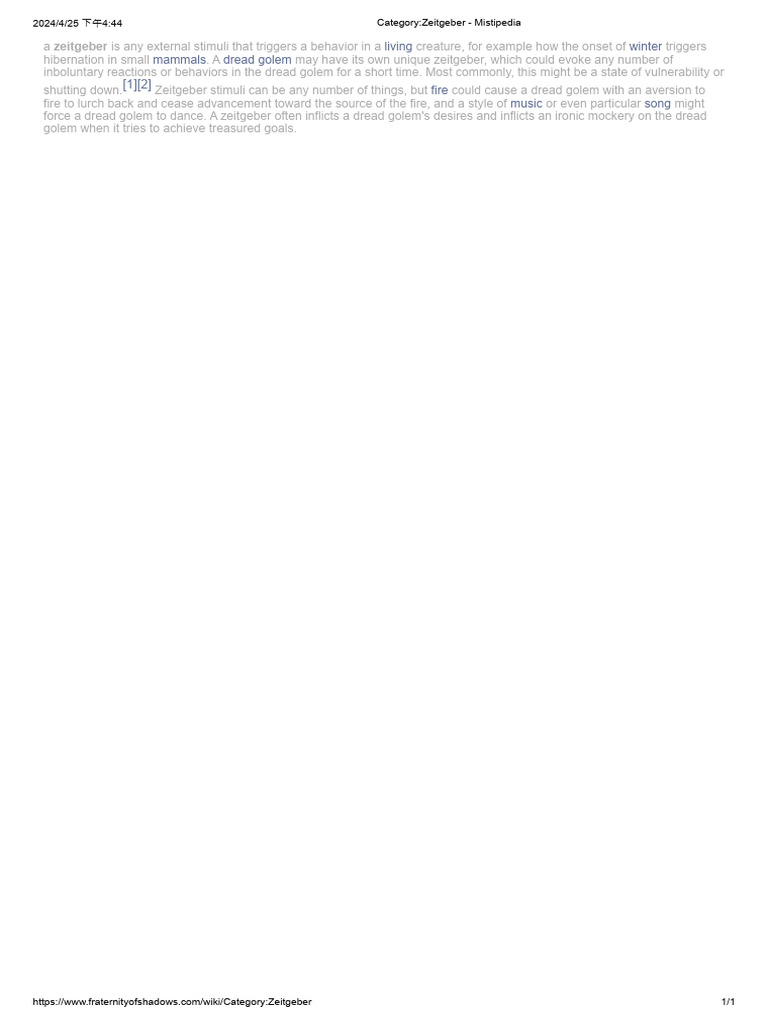 Dread Golem Zeitgebers Explained | PDF