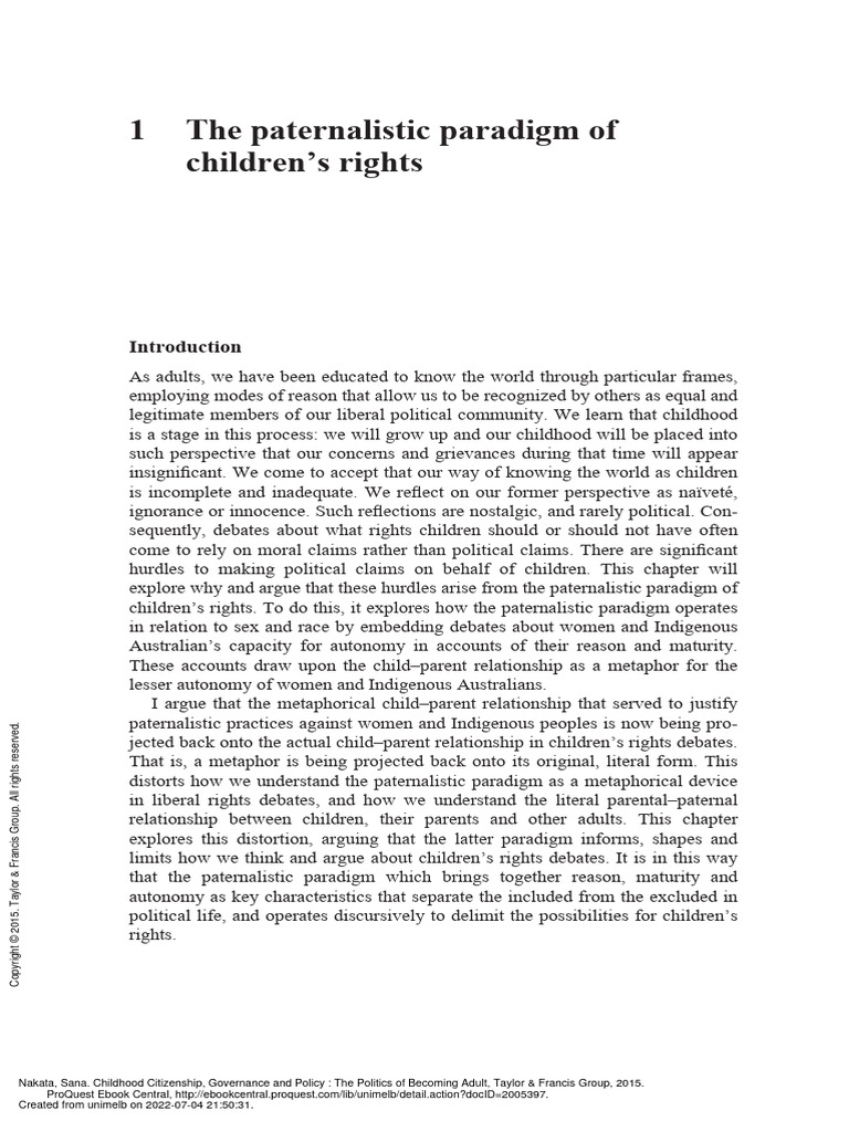 Nakata, Sana (2015) The Paternalistic Paradigm of Chilren's Rights (En ...