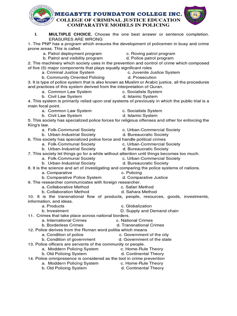 REMEDIAL EXAM | PDF | Police | Crimes