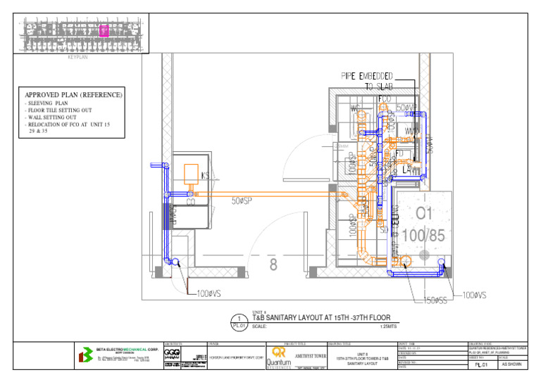 T&B Sanitary Layout Unit 8 at 15TH-37TH Floor PL01 | PDF