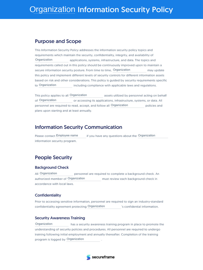 SOC 2 Information Security Policy - Secureframe | PDF | Information Security | Computer Security