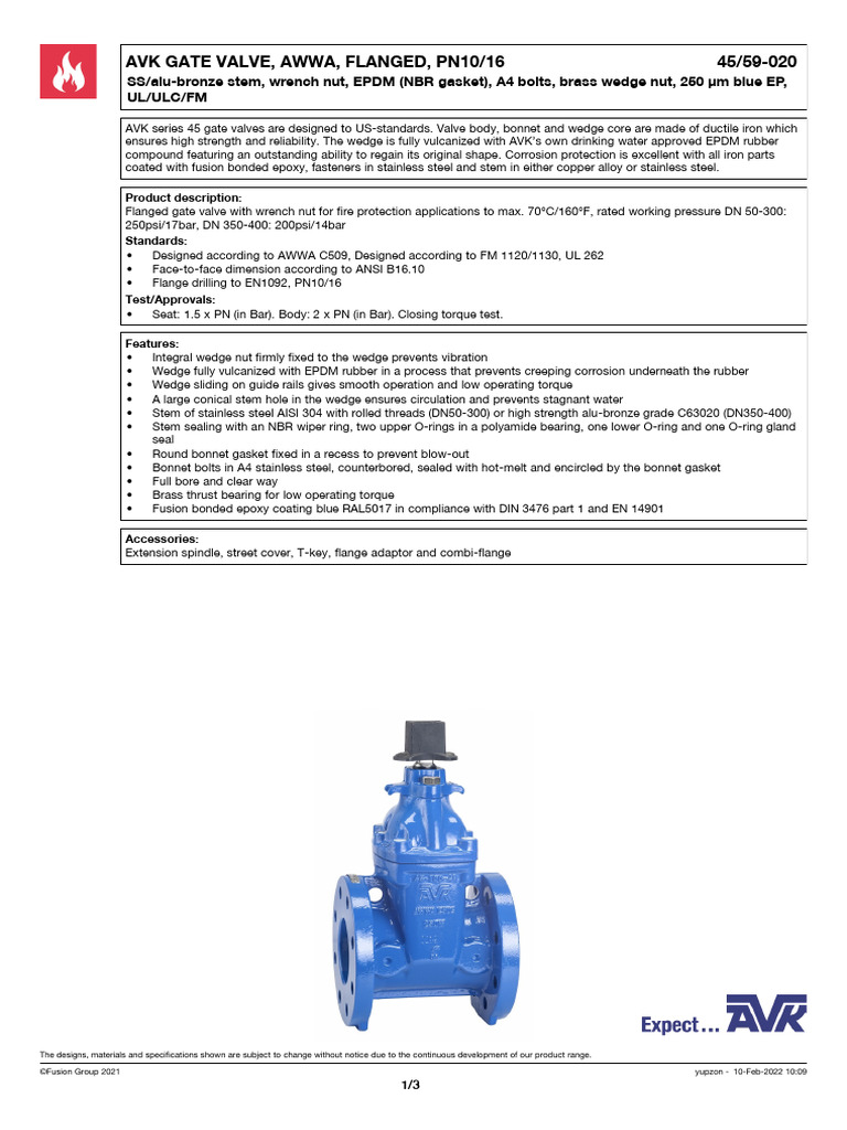 Gate Valve Avk | PDF | Valve | Nut (Hardware)