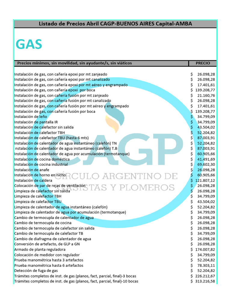 Cagp - Lista - Precios - Abrilzo2024 - Amba | PDF | Ingeniería electromecánica | Fenómenos de ...