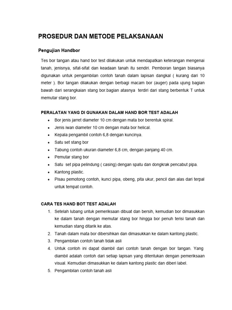 SOP Hand Bor | PDF