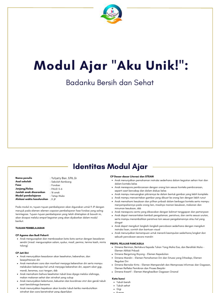 Modul PAUD: Badanku Sehat | PDF