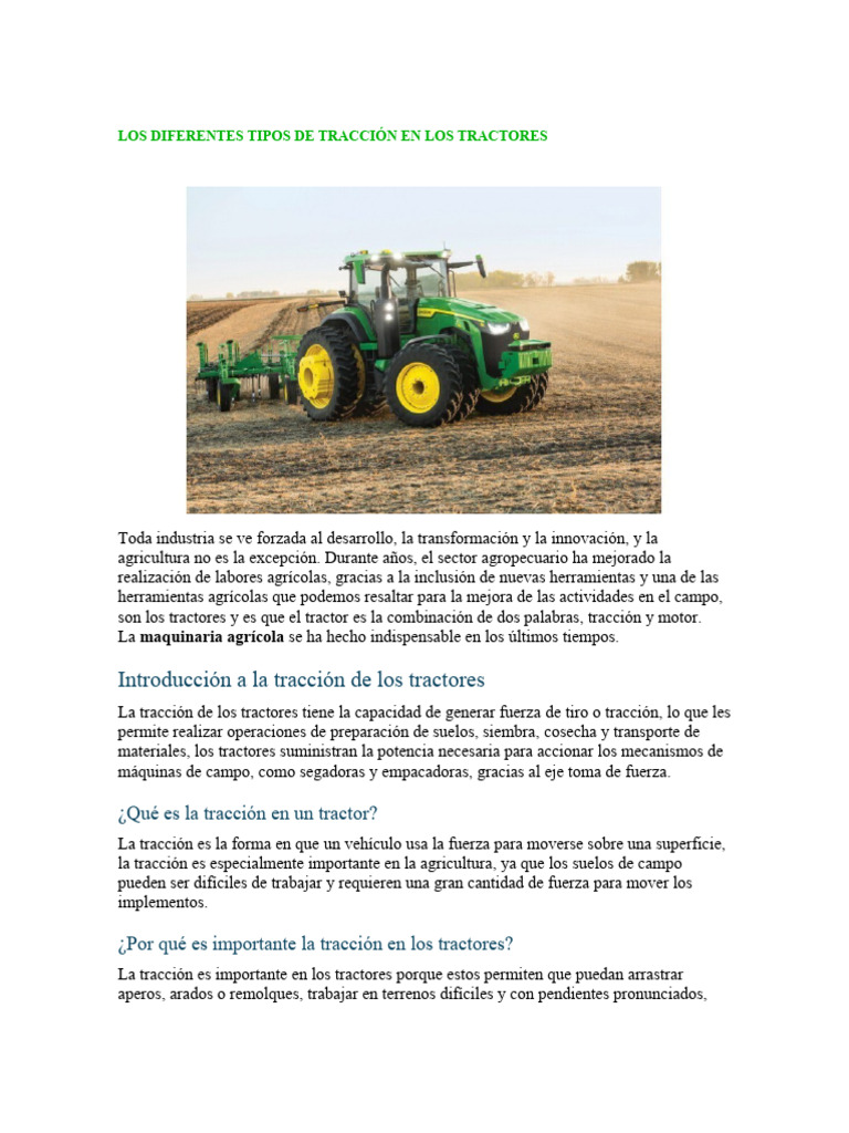 Tipos de Tractores | PDF | Tracción en las cuatro ruedas | Tractor
