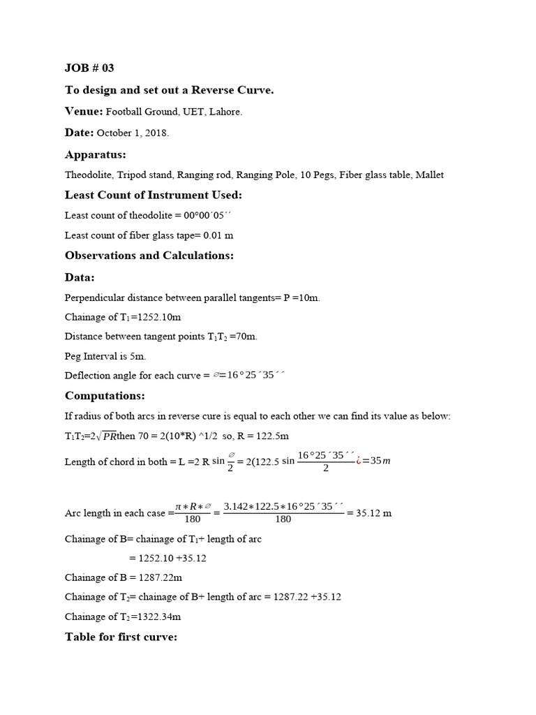Design and Set Out A Reverse Curve | PDF | Elementary Geometry | Geometry