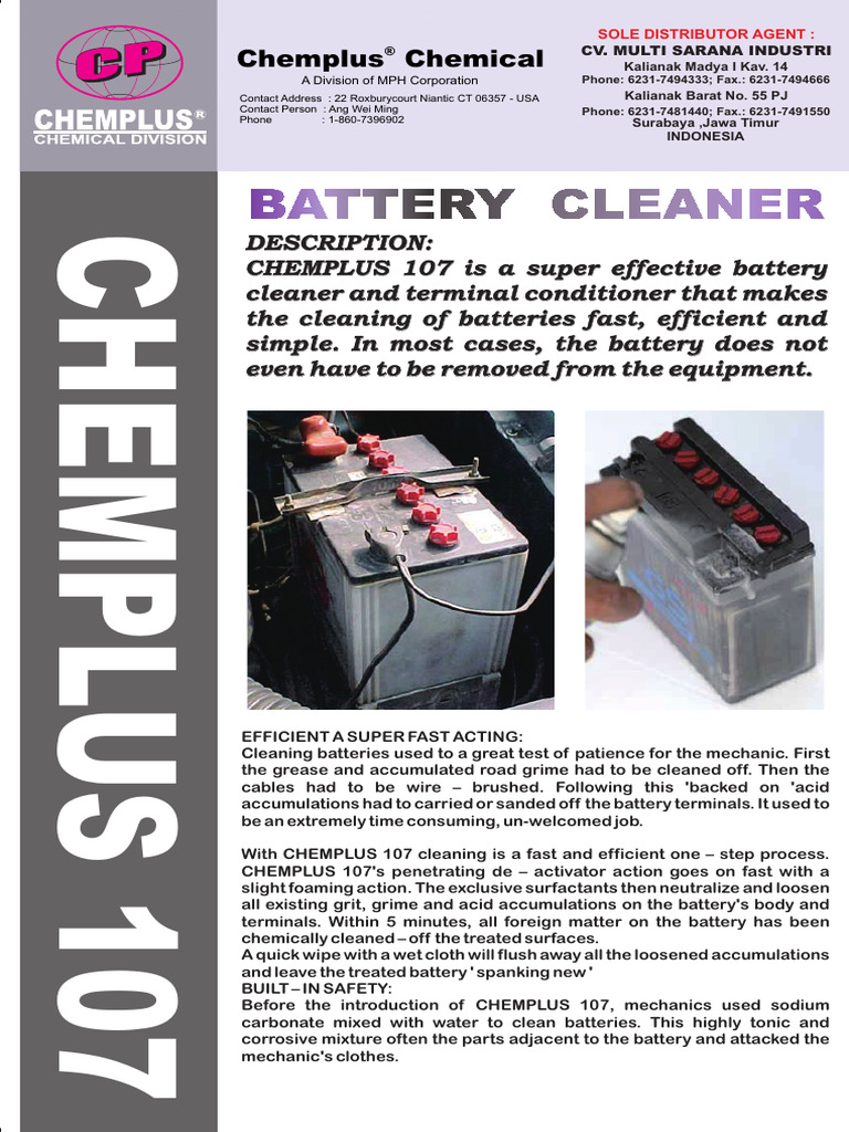 Chemplus 107 - Battery Cleaner | PDF | Industrial Processes | Chemistry