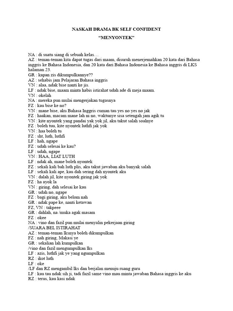 Naskah Drama BK Self Confident | PDF