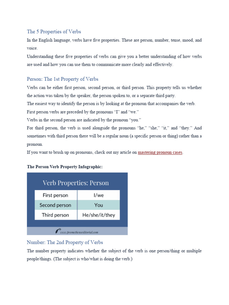 The 5 Properties of Verbs | Download Free PDF | Grammatical Tense | Verb