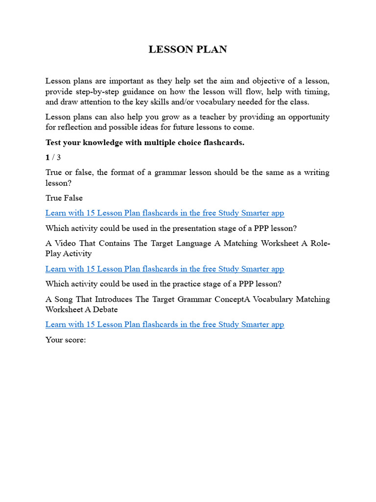 Lesson Plan | PDF | Lesson Plan | Language Education